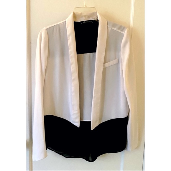 Kenneth Cole | Tops | 525 Kenneth Cole White Black Open Blazer S | Poshmark